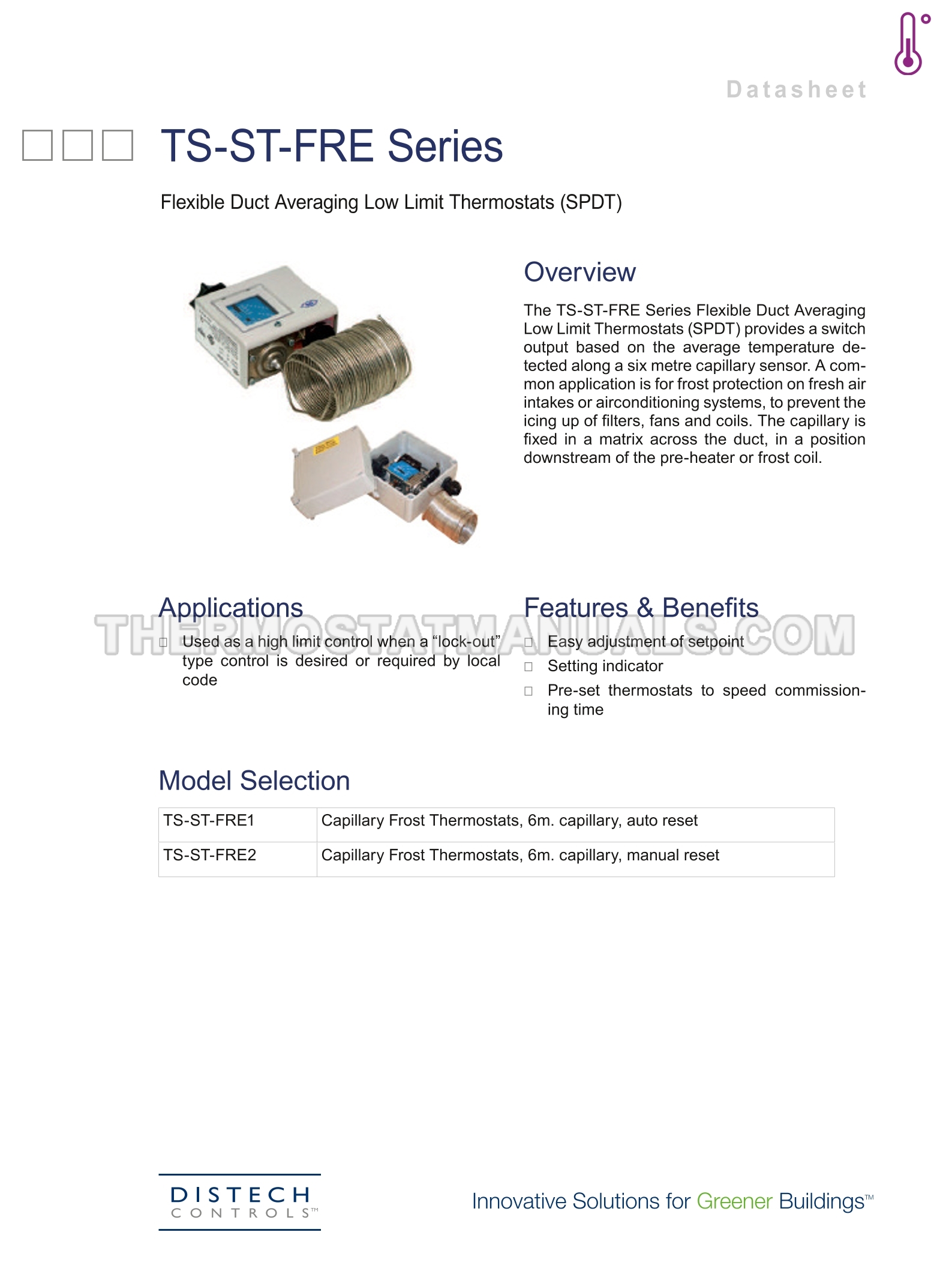 Distech TS-ST-FRE1 Specifications Sheet