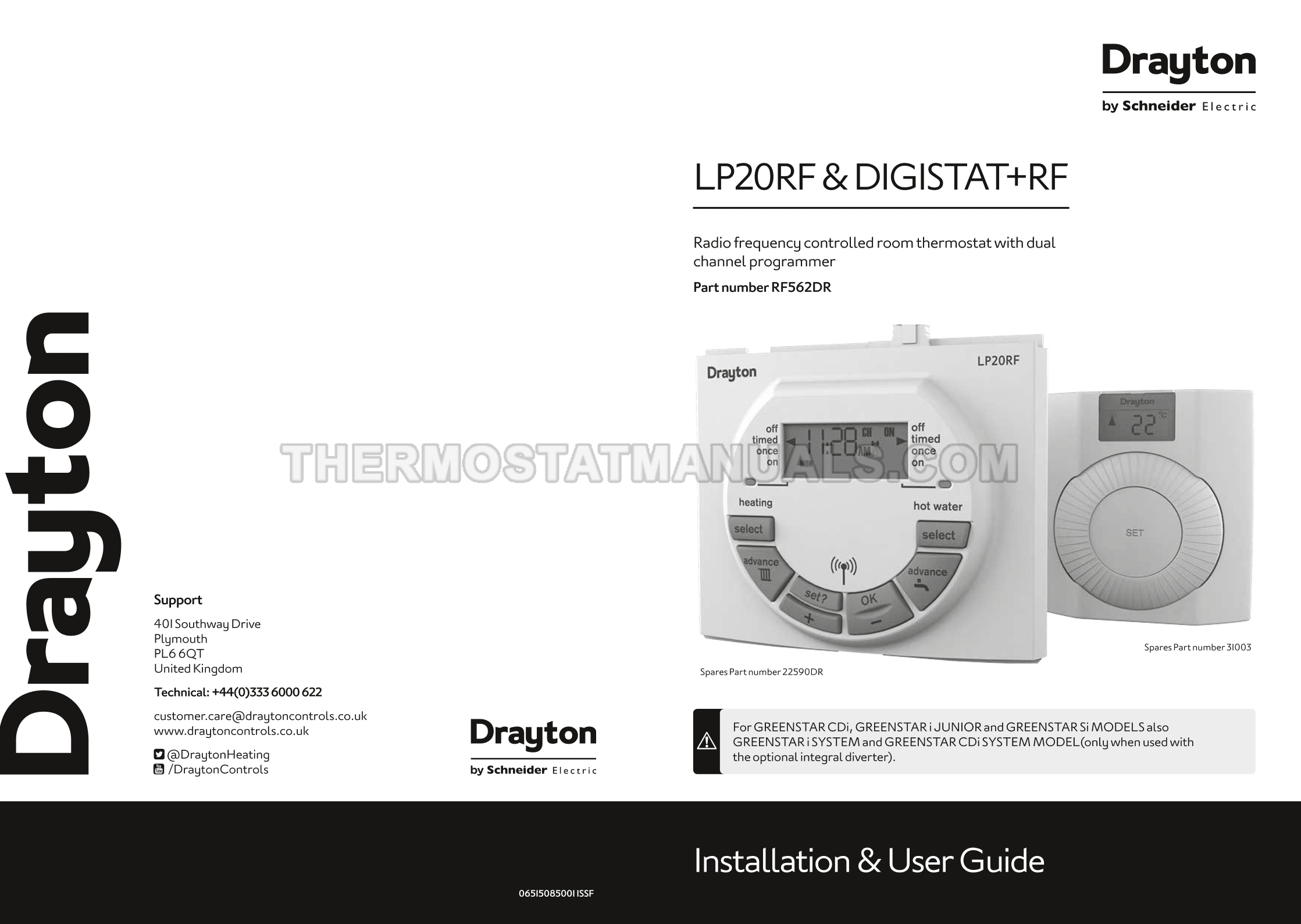 Drayton LP20RF LP Thermostat Installation & User Guide