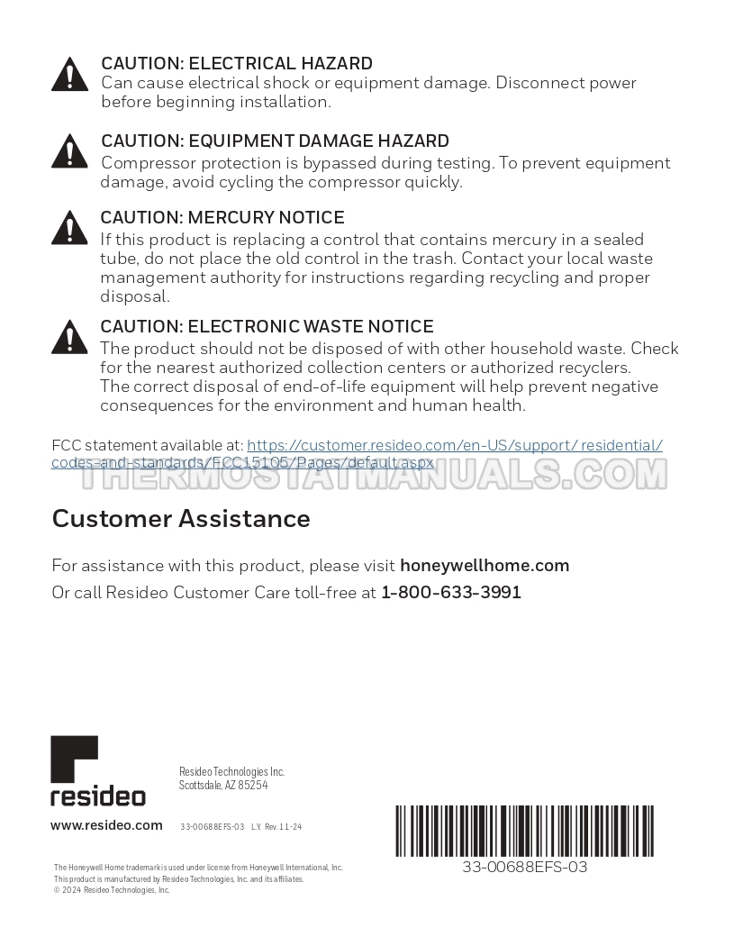 Honeywell RTH22B Installation and User Guide